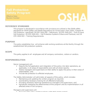 Osha Safety Standard Fall Protection Safety Form Construction Checklist ...