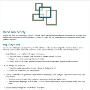 Tool Safety Form Safety Template Form Hand Tool Safety Rules Tool ...