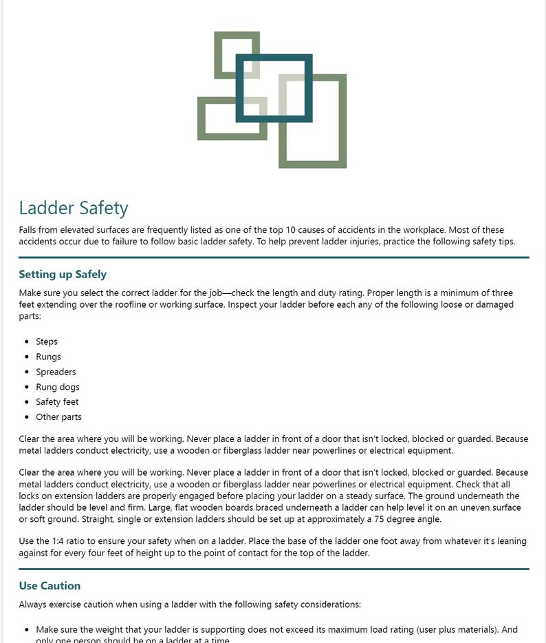Ladder Safety Form Safety Template Form Ladder Safety Rules Osha Ladder ...