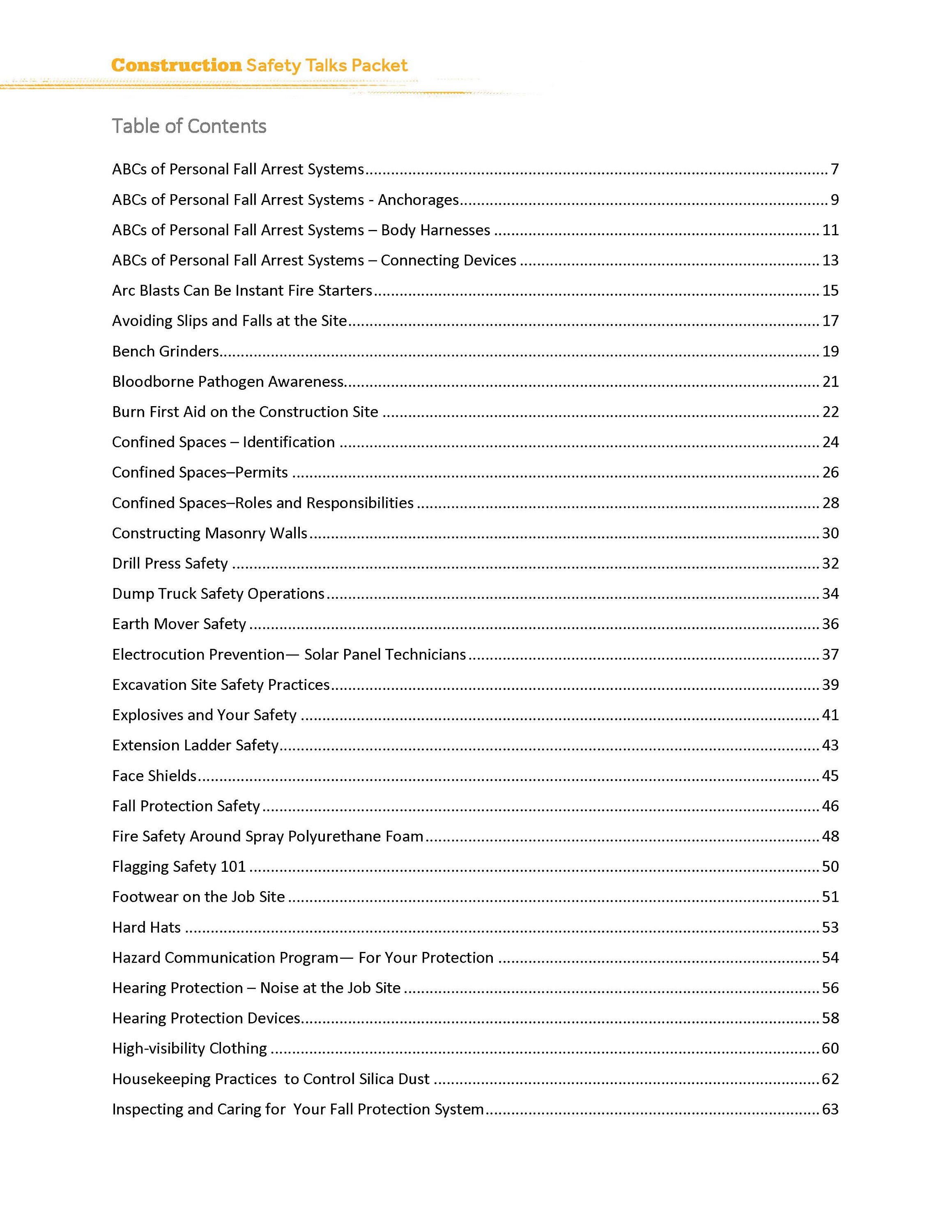 Safety Talk Form Construction Safety Program Site Safety Program Target ...