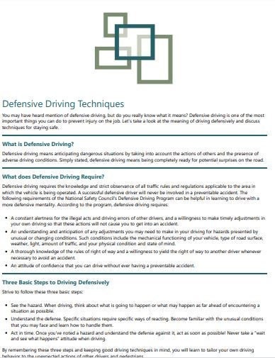 Safe Driving Techniques Drive Training Form Safe Drive Templates ...