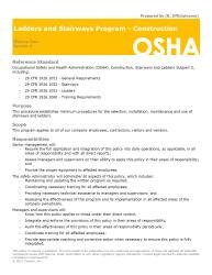 Ladder Safety Program Safety Template Form Stairways Safety Rules Osha ...