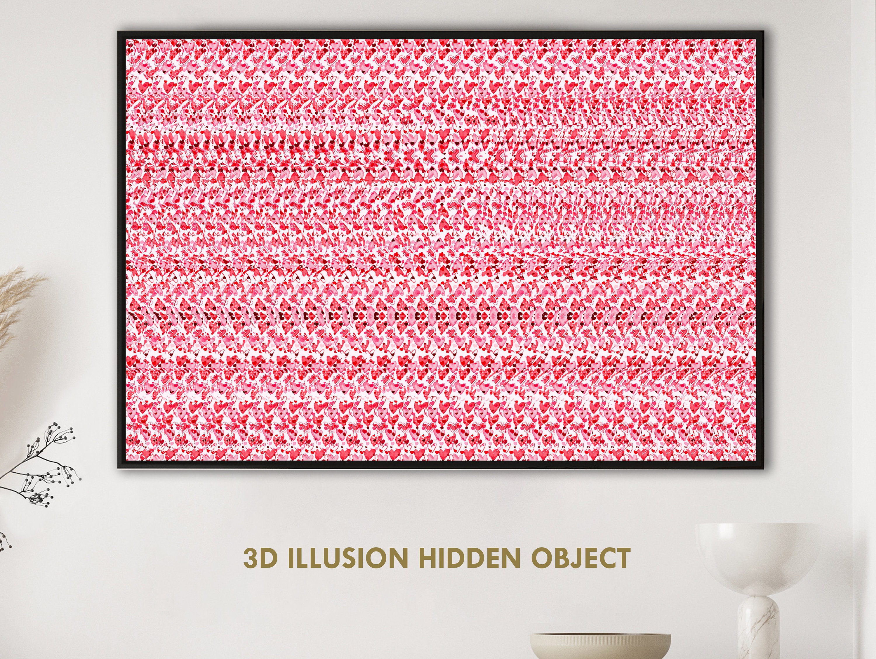 Love You, 3D Stereogram, Optical Illusion, Instant Download, Wall Art ...