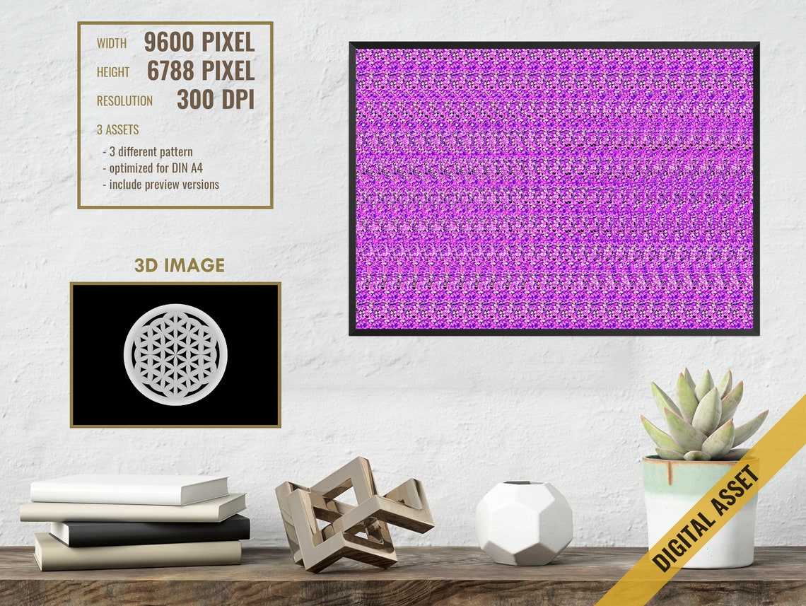 Flower of Life, 3D Stereogram, Optical Illusion, Instant Download, Wall ...