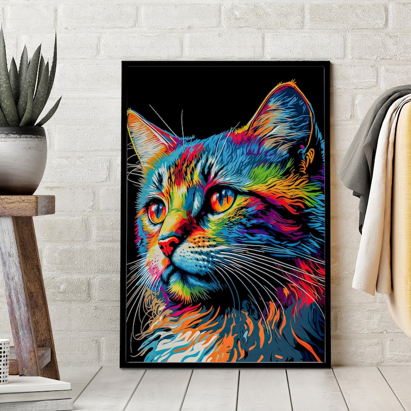 Cat Digital Art - Etsy