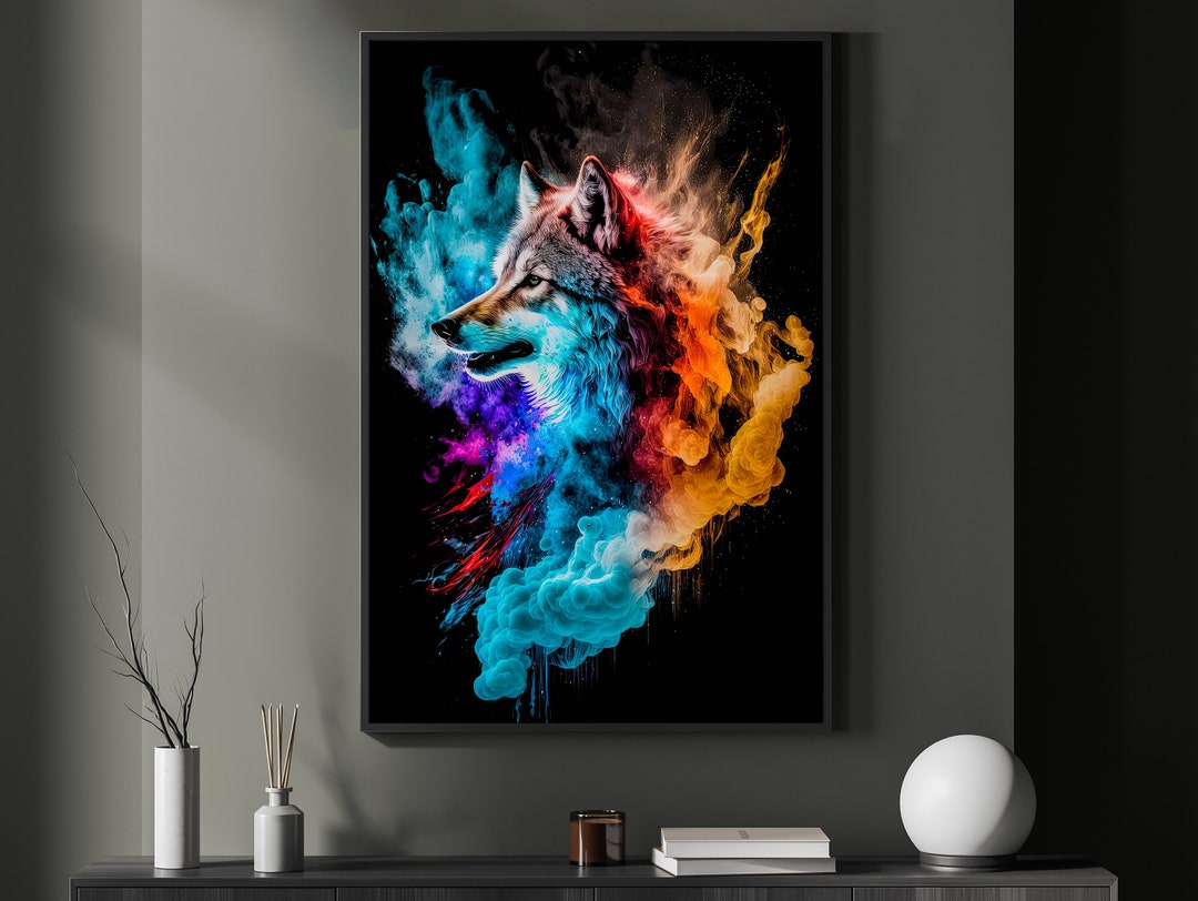 Color Explode Wolf 2 Digital Art Print, Wall Art, Digital Download ...