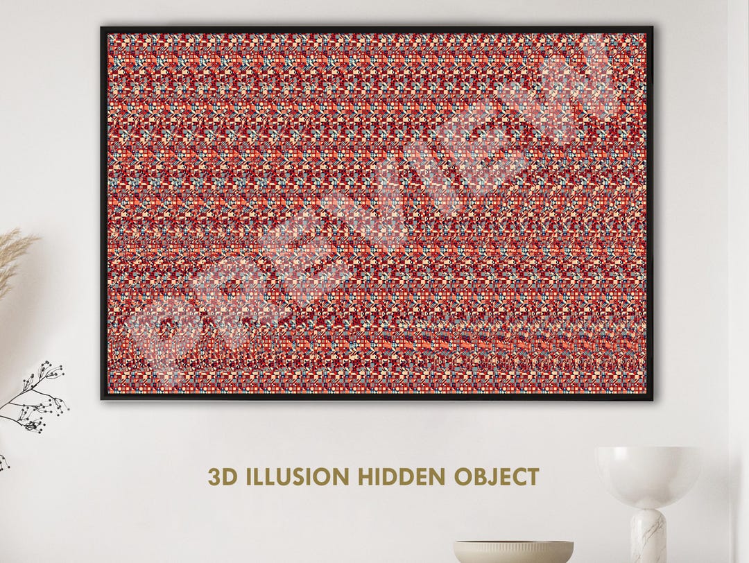 Gotcha, 3D Stereogram, Optical Illusion, Instant Download, Wall Art ...