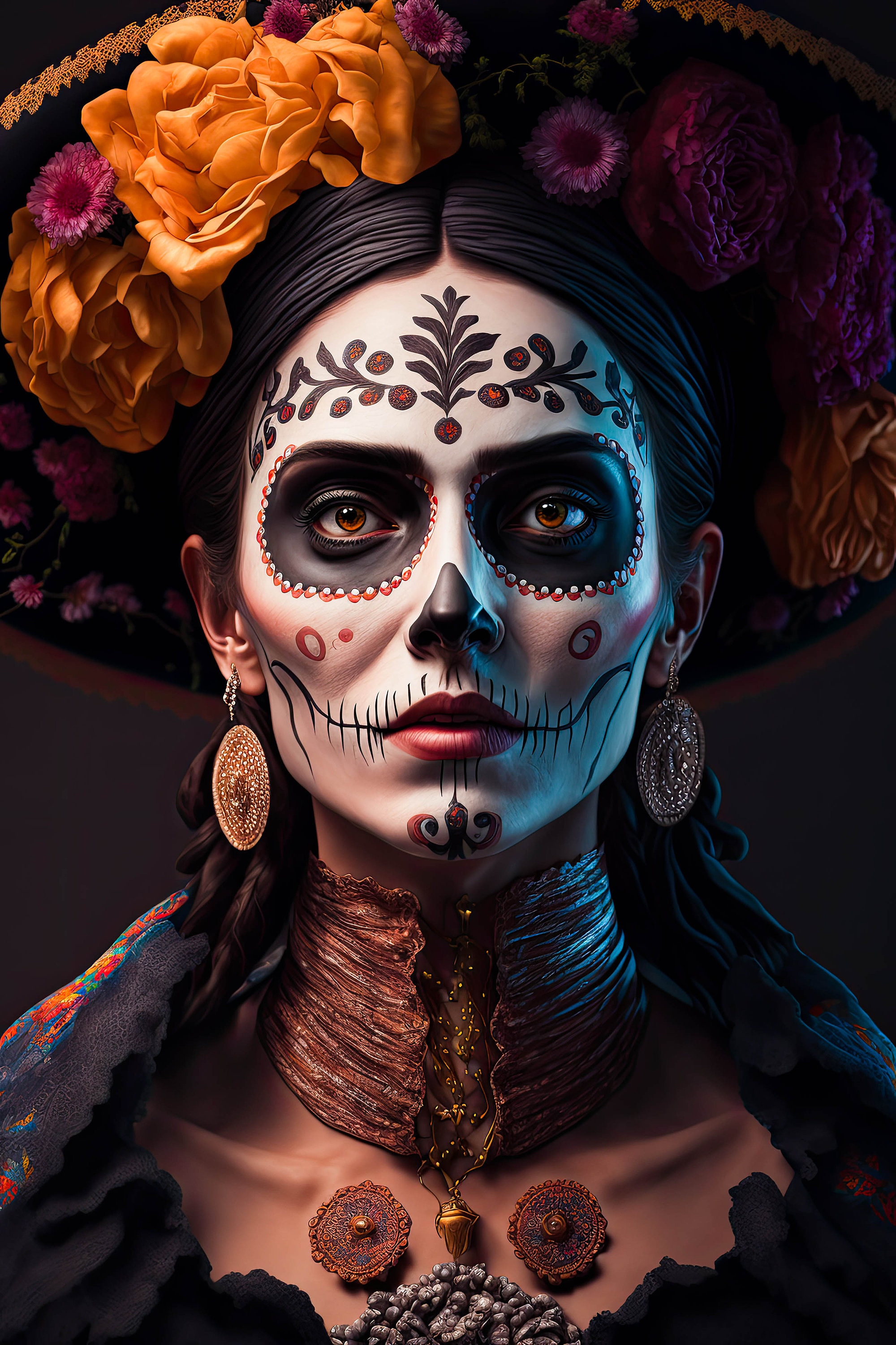 Day of the Dead Mexican Catrina Poster, Mexico Catrina Sugar Skull Girl ...