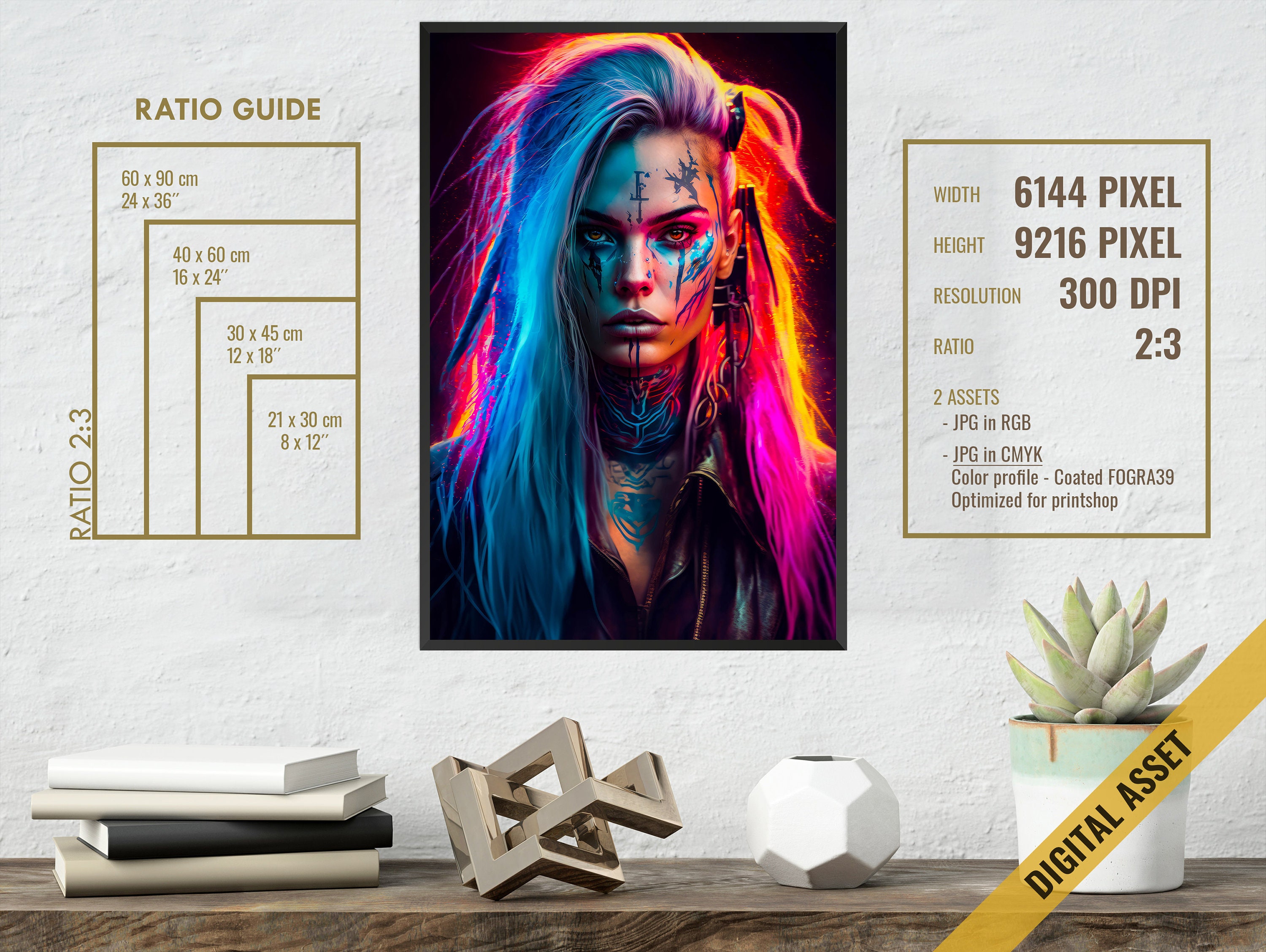 Cyberpunk Girl 9 - Digital Art Print, Wall Art, Digital Download, Home ...