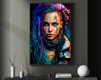 Cyberpunk Girl 10 Digital Art Print, Wall Art, Digital Download, Home ...