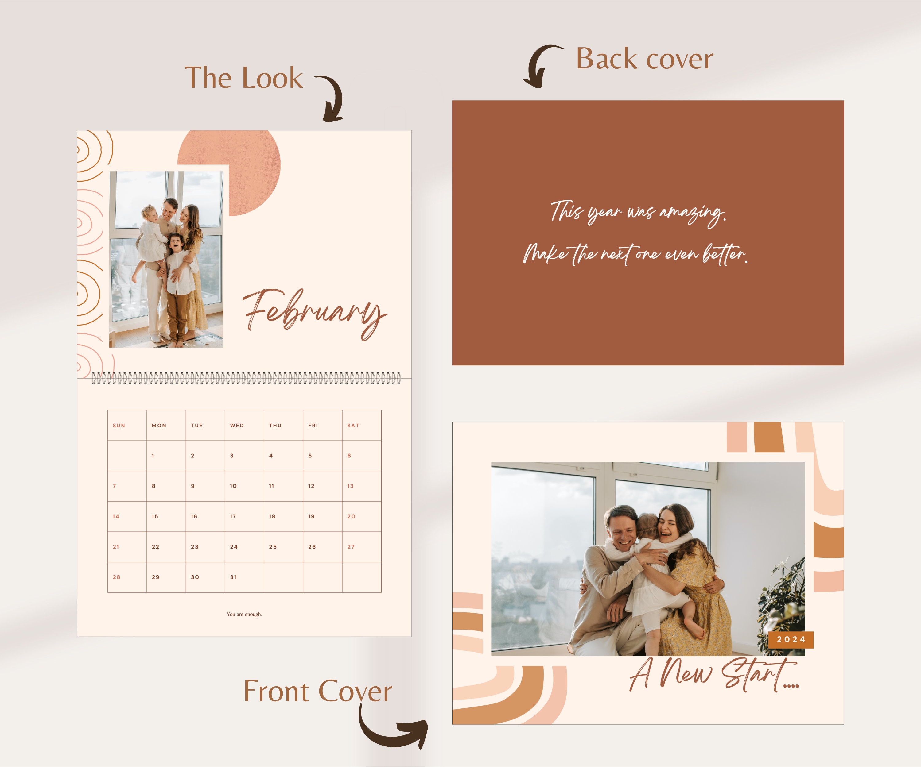 2024 NEW Aesthetic Minimalist Boho Wall Calendar With Photos ...