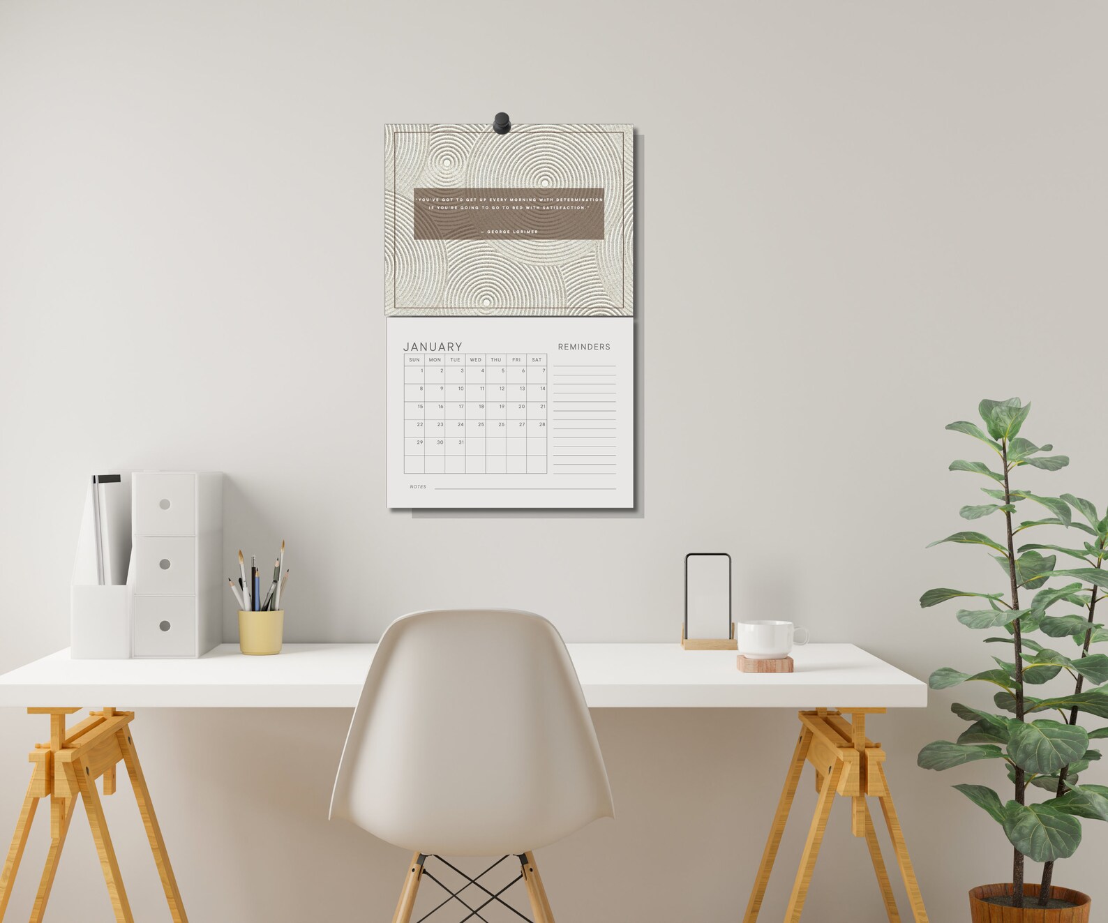 Aesthetic 2024 Monthly Wall Printable Calendar Mental Health Support ...