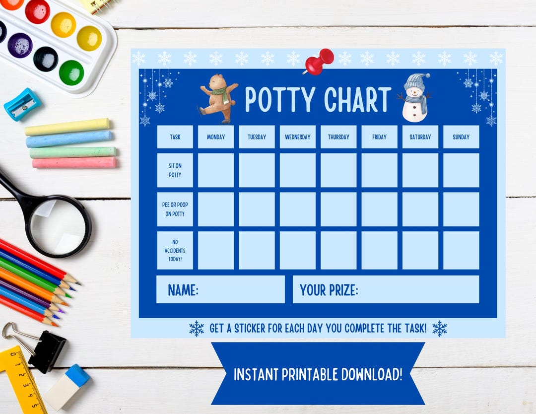 Winter Snow Day Themed Sticker Chart for Potty Training, Digital ...