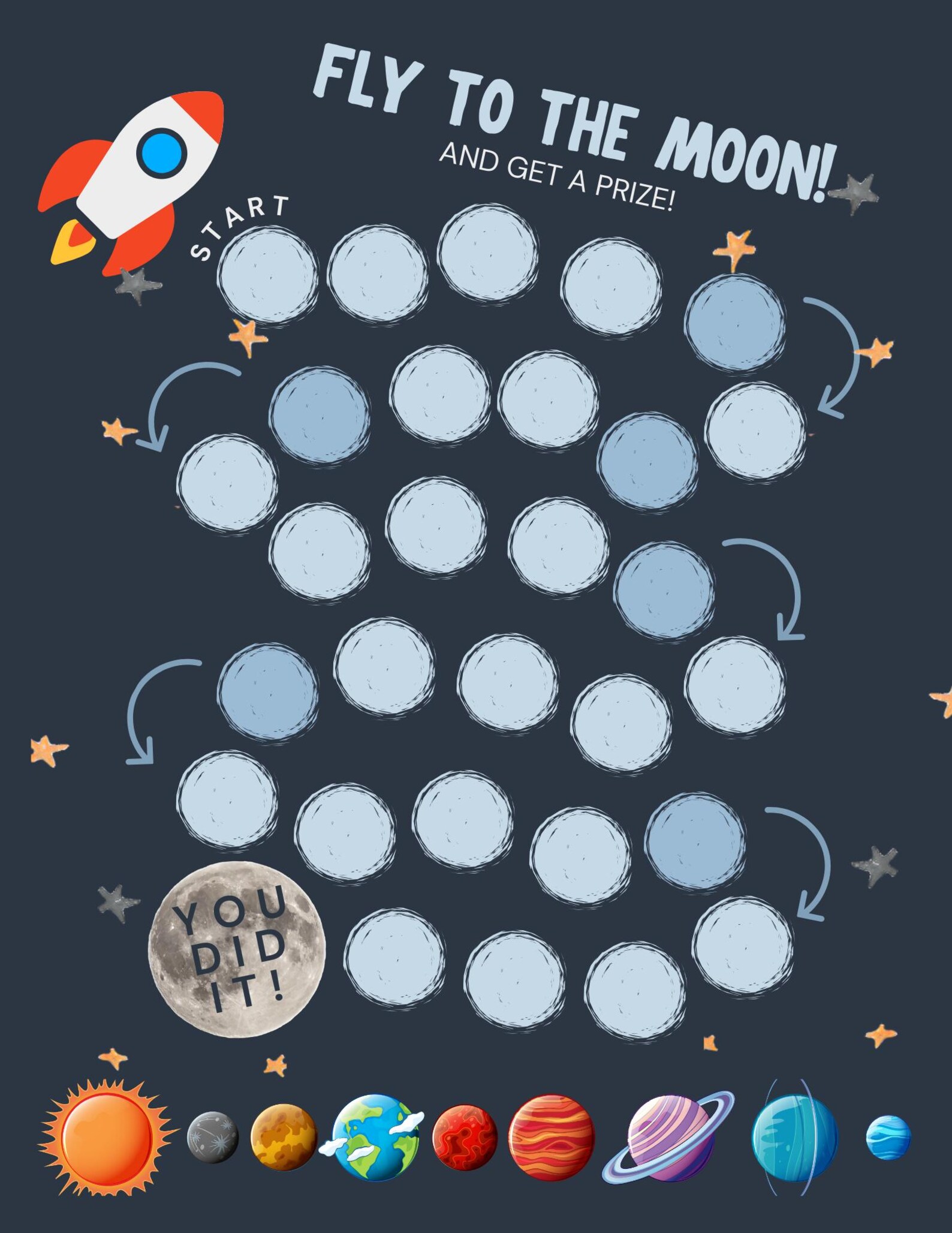 Space Themed Sticker Chart for Toddlers and Kids, Digital Download ...