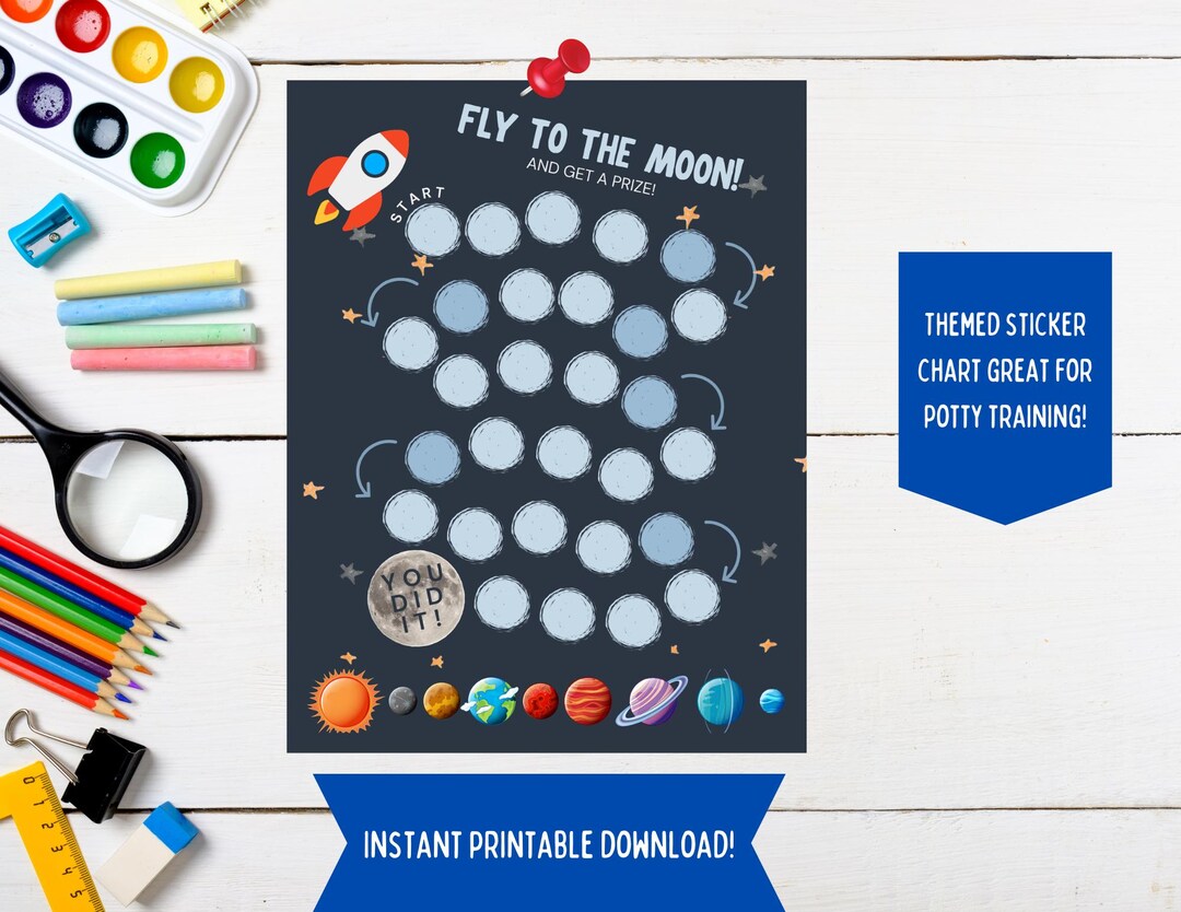 Space Themed Sticker Chart for Toddlers and Kids, Digital Download ...