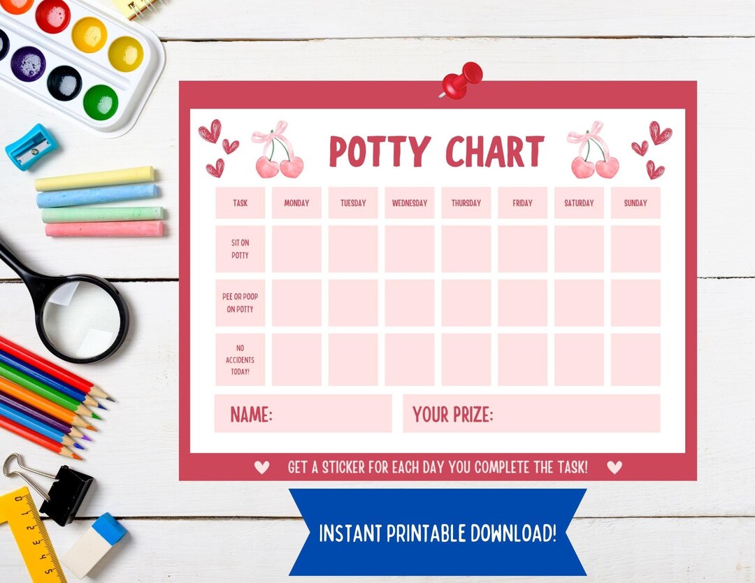Valentine Potty Reward Sticker Chart, Potty Training Chart, Valentine's ...