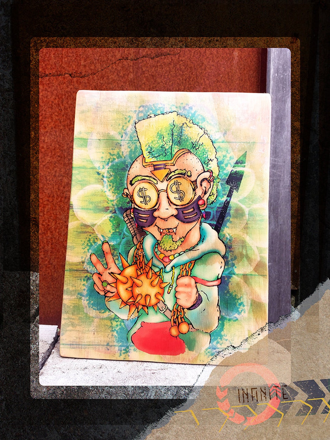 Handmade Art - Money Punk - Unicorn Warrior - Hand Printed on Wood ...