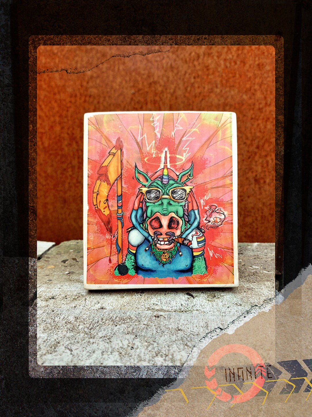 Handmade - Art - the Rainbow Reaper - Unicorn Warrior - Hand Printed on ...