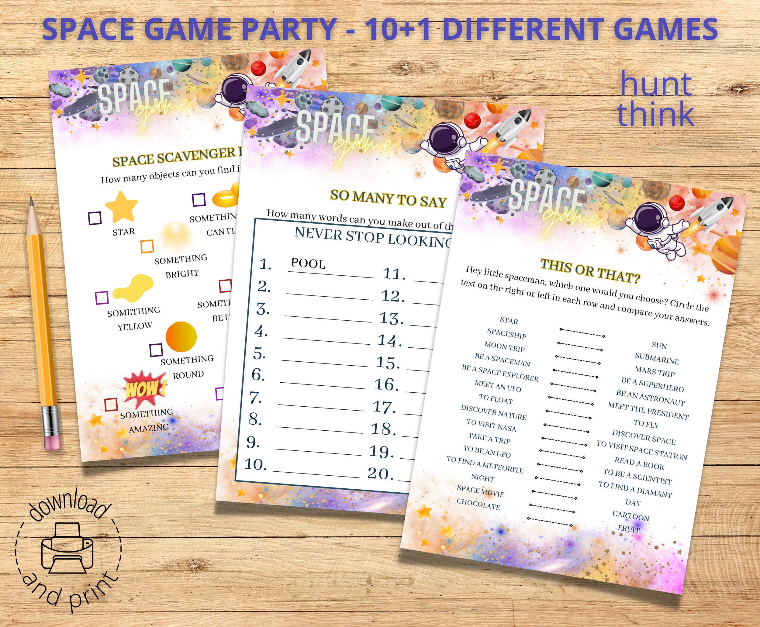 Space Game Party Game, 101 Printable Kids Astronaut Game, Space Party ...