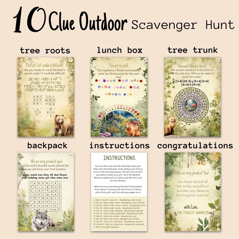 Outdoor Printable Wildlife Detective Scavenger Hunt, Instant Download ...