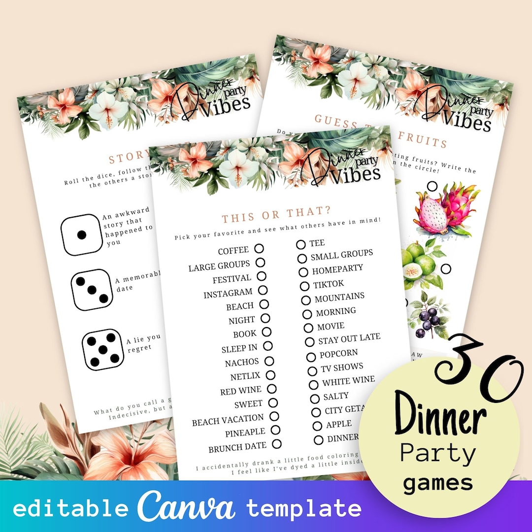 30pc Adult Dinner Party Games Bundle, Printable Family Gaming Bundle ...