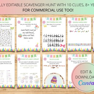 Fully Editable Printable Scavenger Hunt Template, Personalizable Party ...