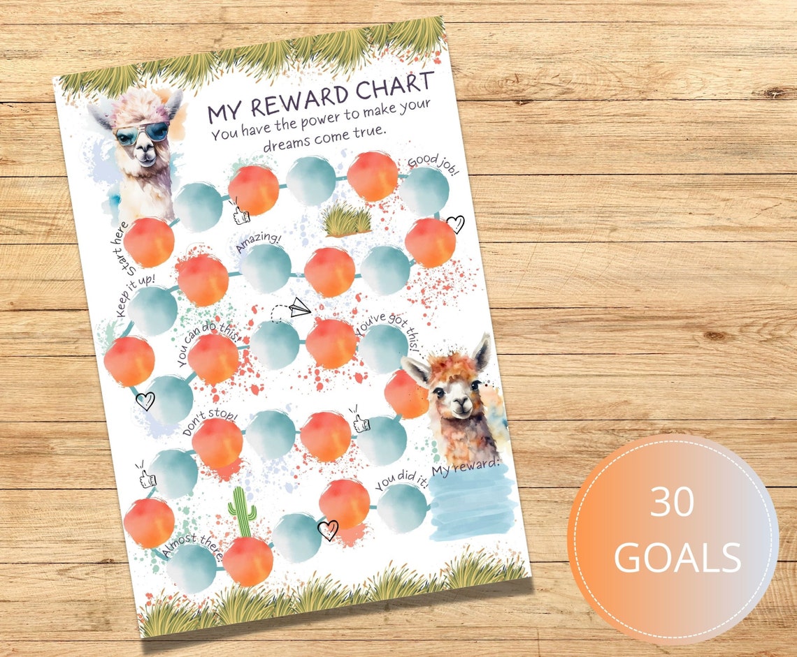 Printable Alpaca Reward Chart, Kids Lama Behavior Core Chart PDF ...