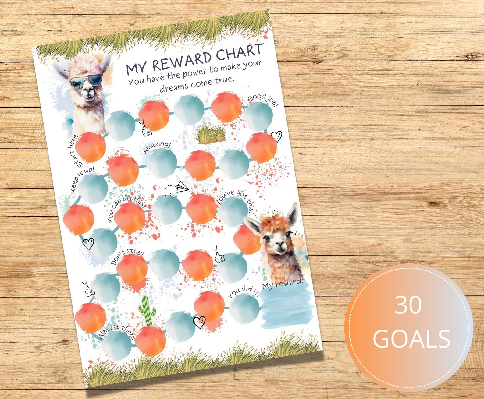 Printable Alpaca Reward Chart, Kids Lama Behavior Core Chart PDF ...