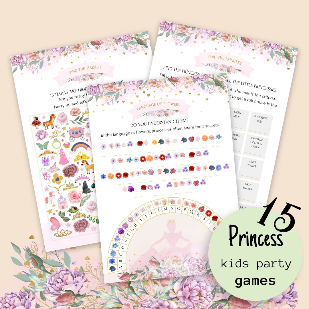 Princesses Party Game, 15 Printable Games for Girls, Little Girls ...