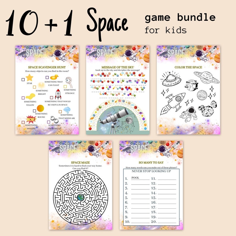 Space Game Party Game, 10+1 Printable Kids Astronaut Game, Space Party ...