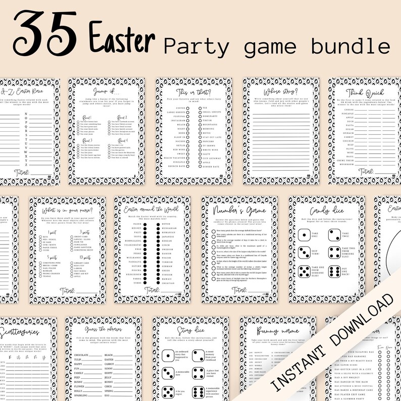 Printable 35 Easter Party Game Bundle, Family Easter Activites, Fun ...