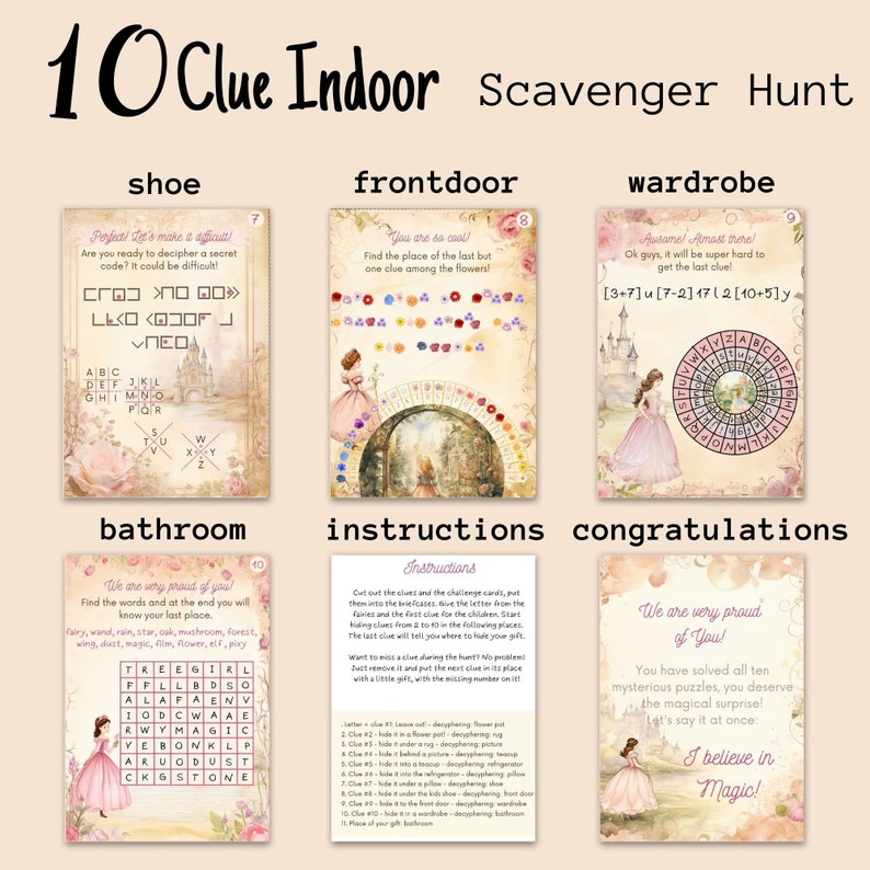 Indoor Printable Princess Secret Castle Scavenger Hunt, Instant ...