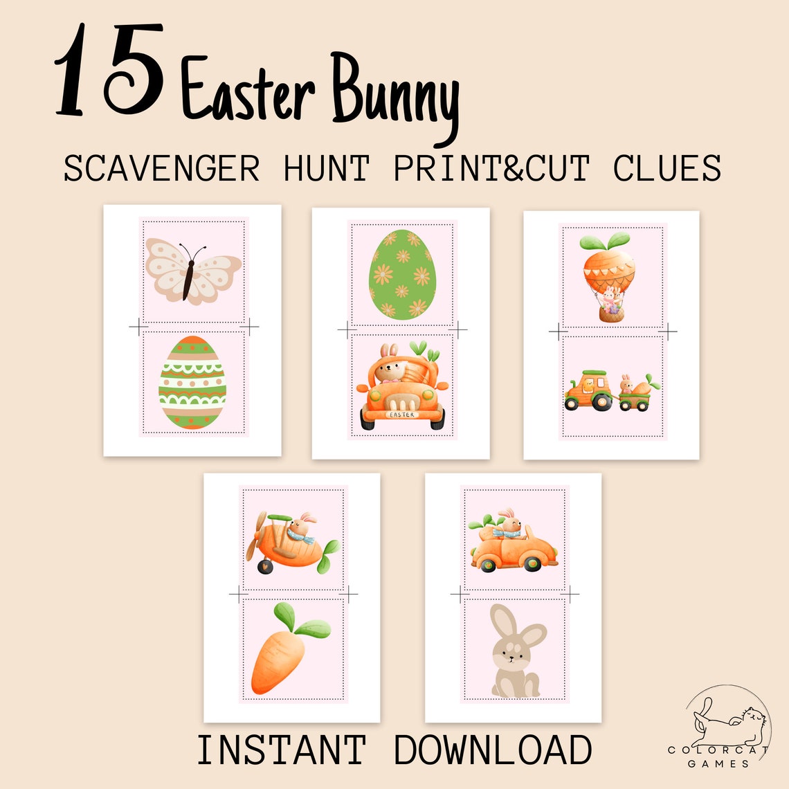 Printable Easter Scavenger Hunt, Instant Download Kids Bunny Hunt Game ...