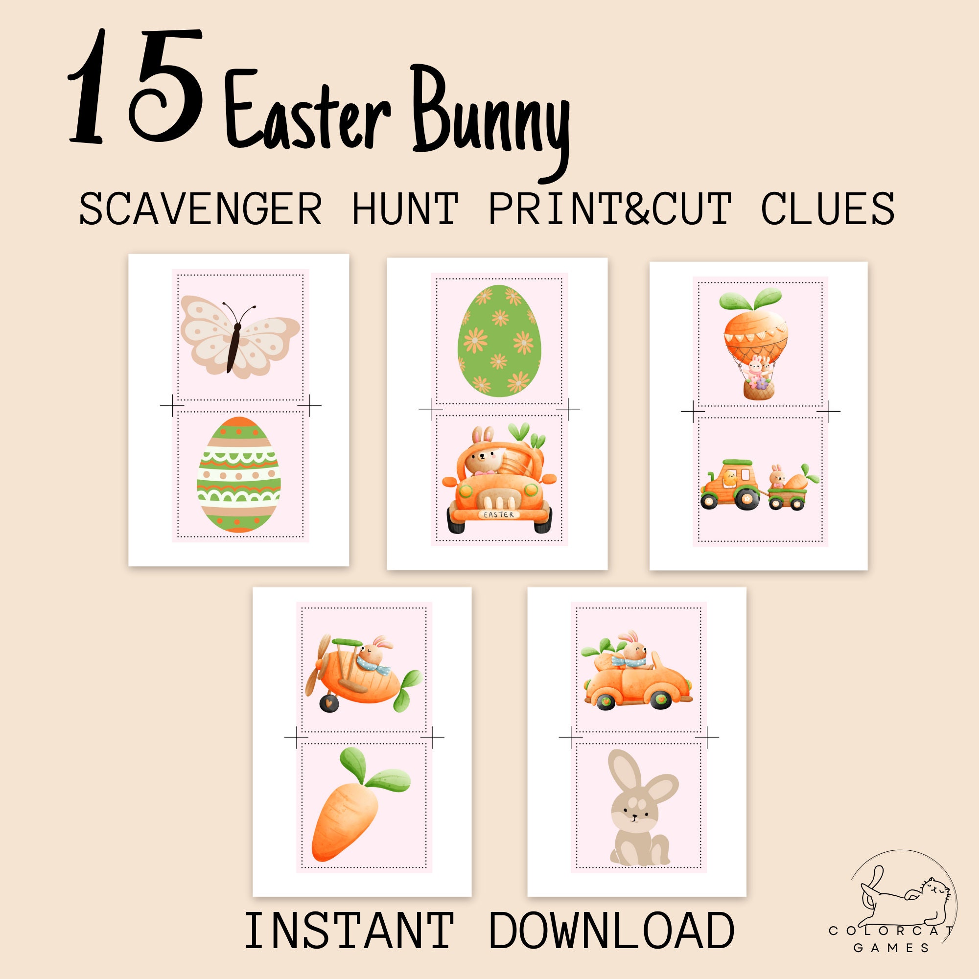 Printable Easter Scavenger Hunt, Instant Download Kids Bunny Hunt Game ...