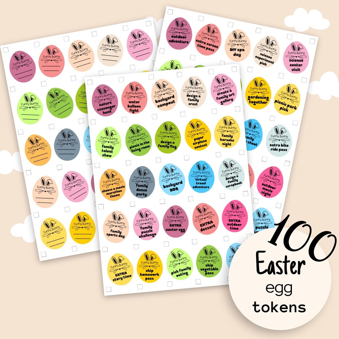 Easter Egg Tokens for Kids, Instant Download Easter Egg Coupons ...