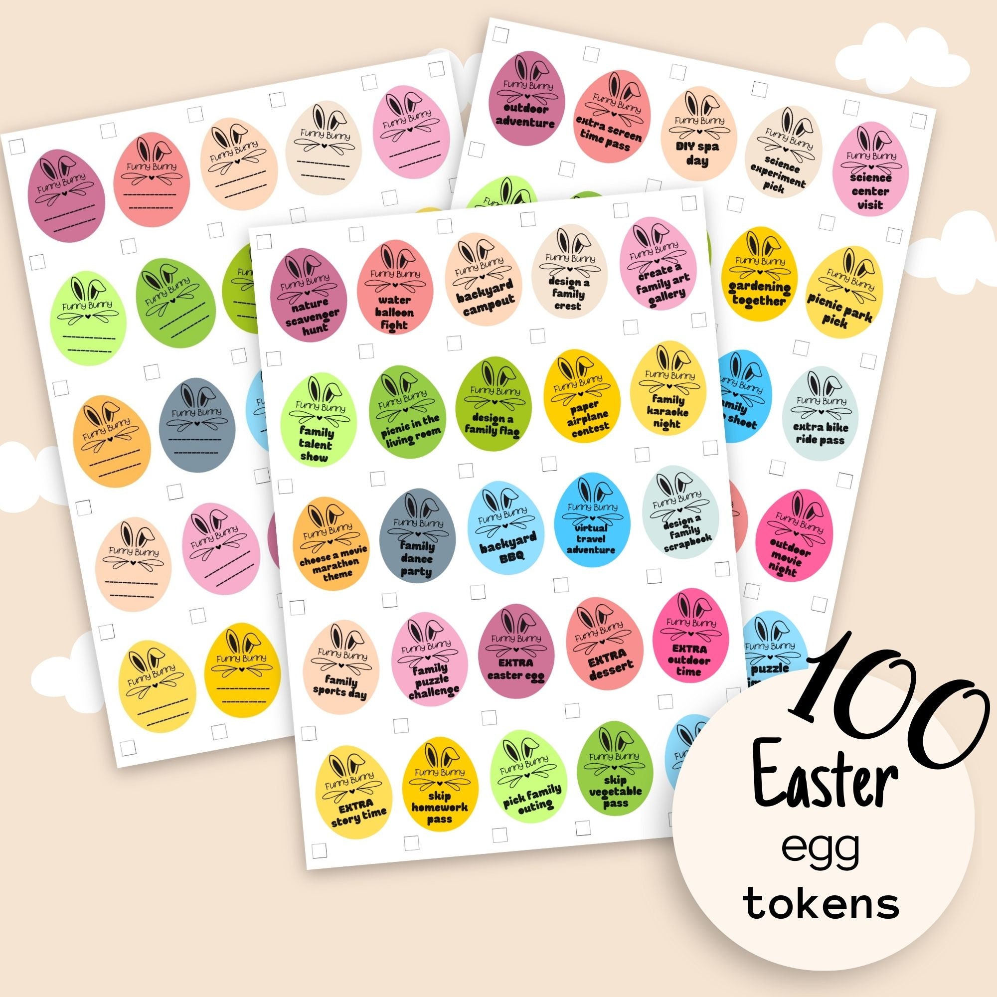 Easter Egg Tokens for Kids, Instant Download Easter Egg Coupons ...