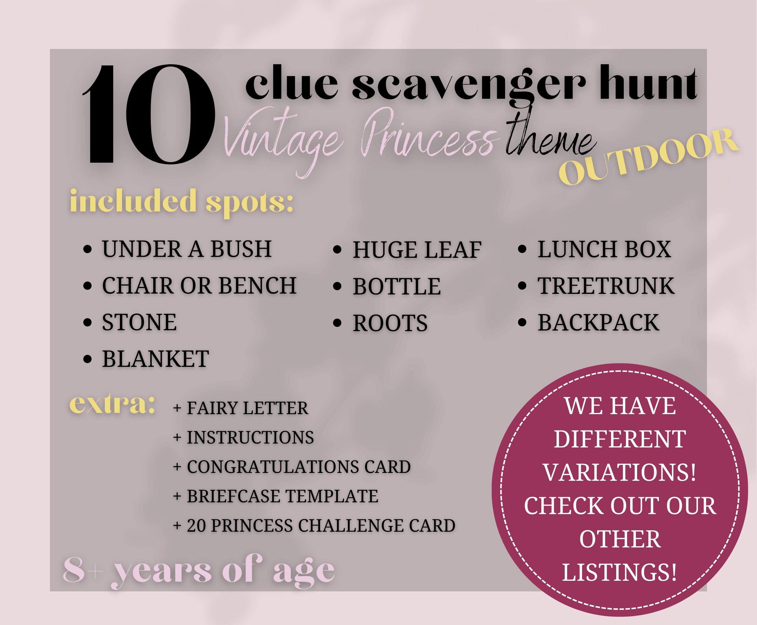Outdoor Printable Princess Secret Garden Scavenger Hunt, Instant ...