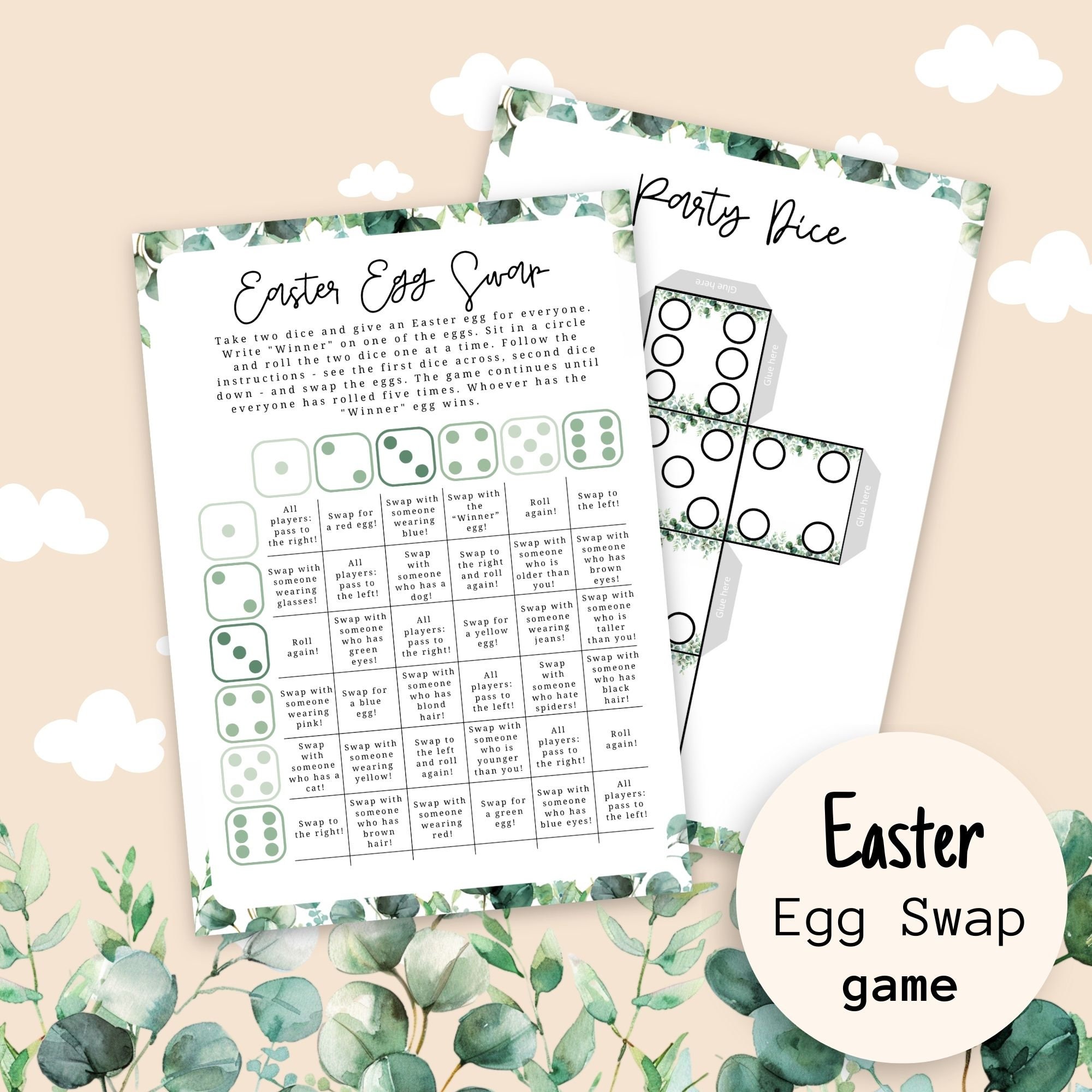 Printable Easter Egg Swap Party Game, Family Dice Exchange Game, Adult ...