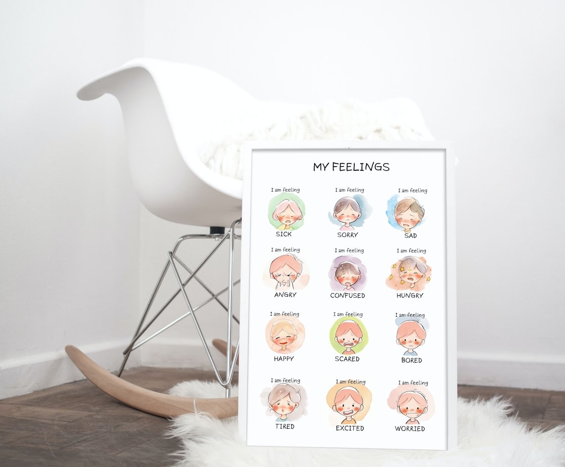 Printable Emotion Flashcards and Poster for Toddlers, Feelings Chart ...