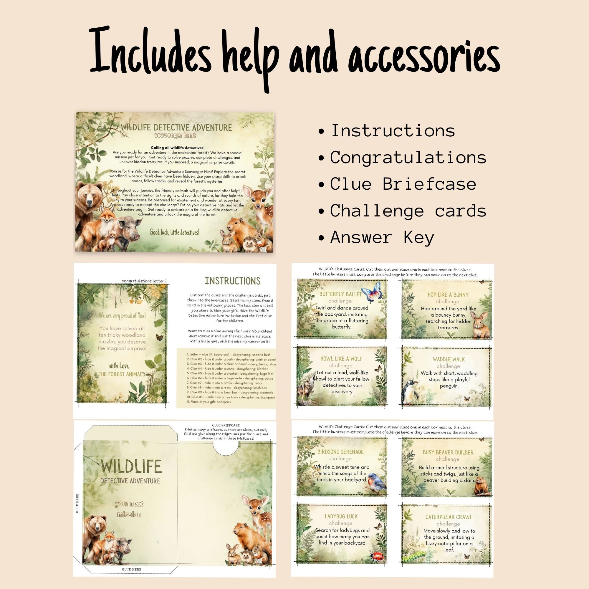 Outdoor Printable Wildlife Detective Scavenger Hunt, Instant Download ...