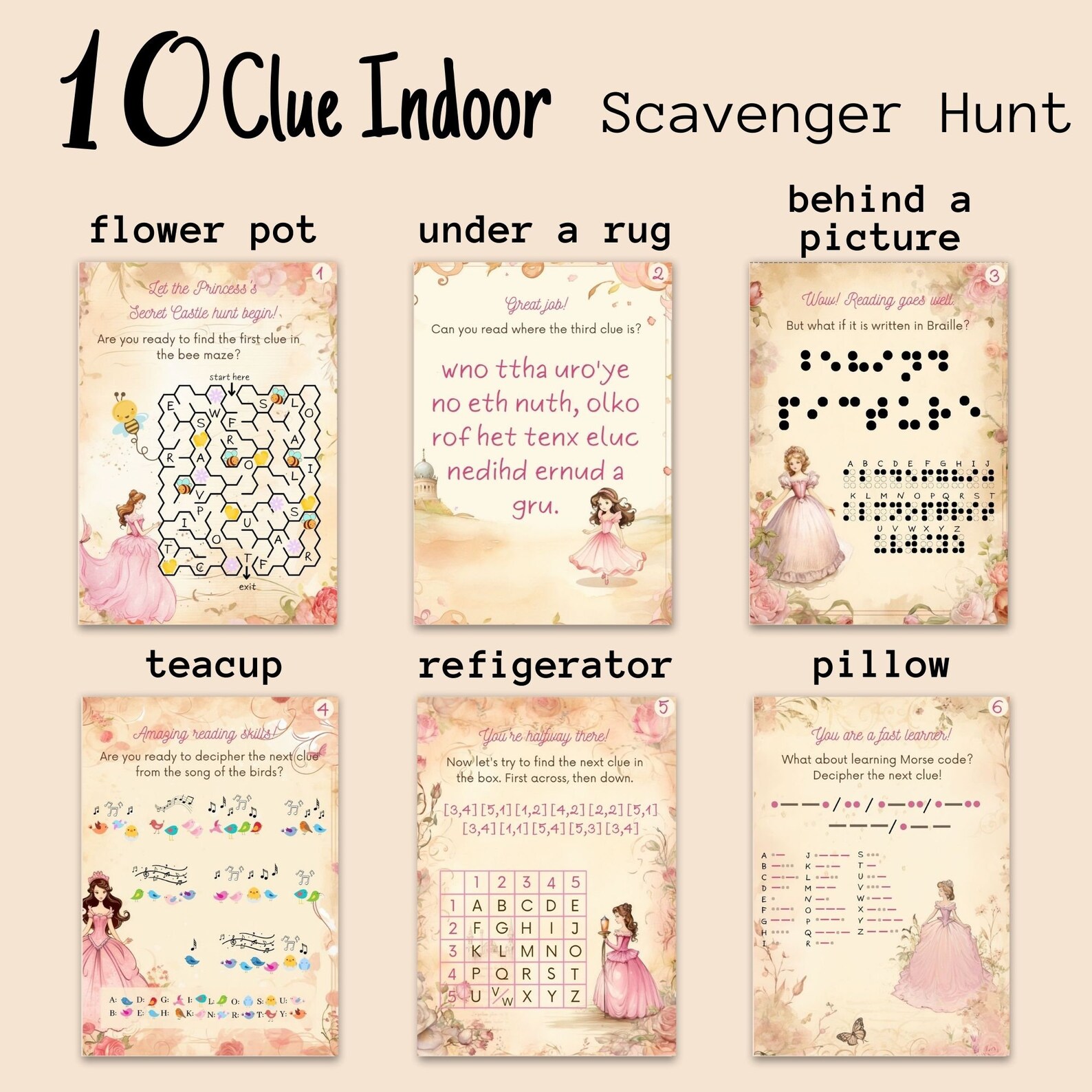 Indoor Printable Princess Secret Castle Scavenger Hunt, Instant ...