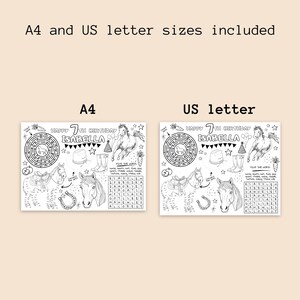 EDITABLE Kids Party Horse Themed Activity Sheet, Personalized Birthday ...