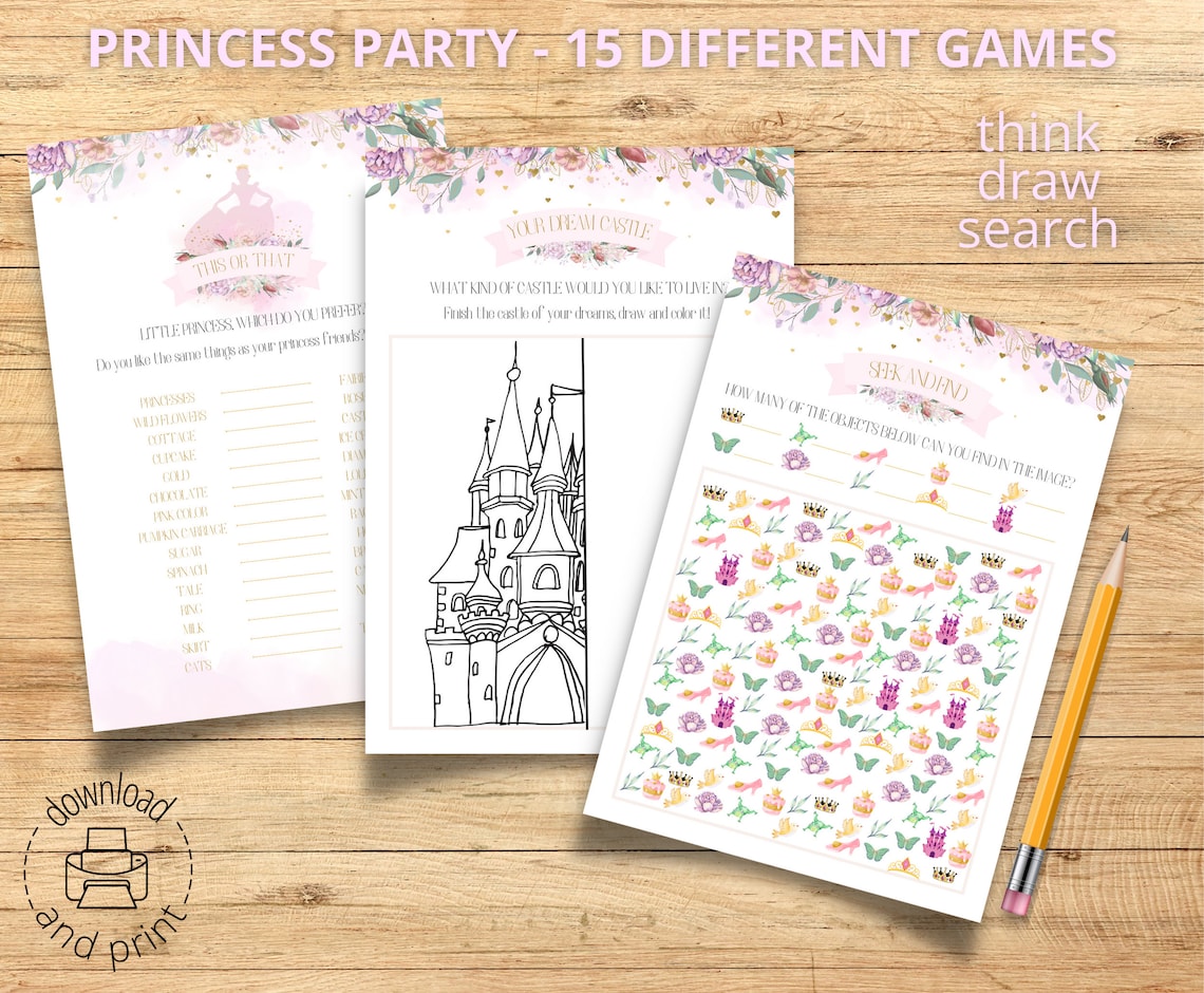 Princesses Party Game, 15 Printable Games for Girls, Little Girls ...