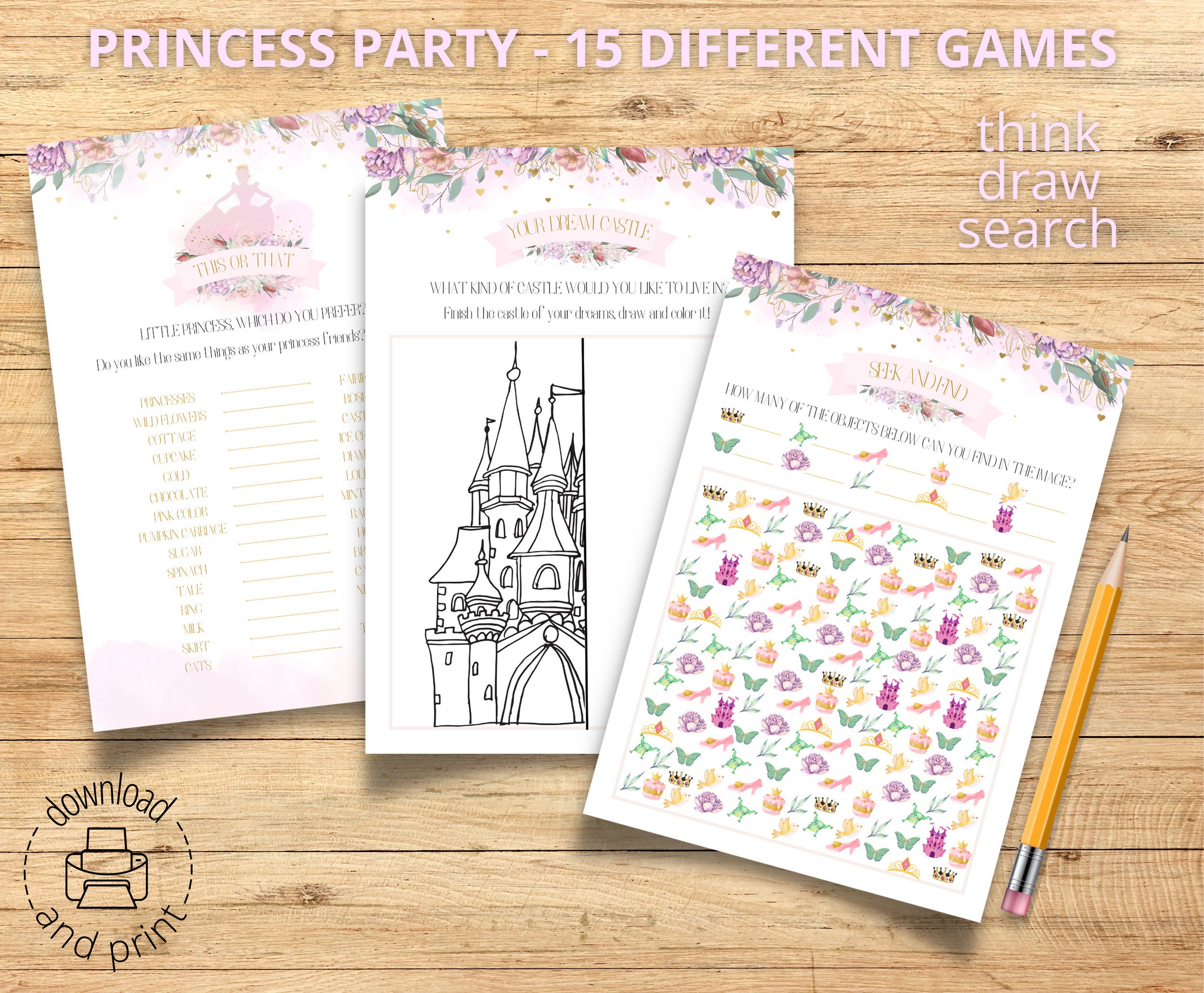 Princesses Party Game, 15 Printable Games for Girls, Little Girls ...