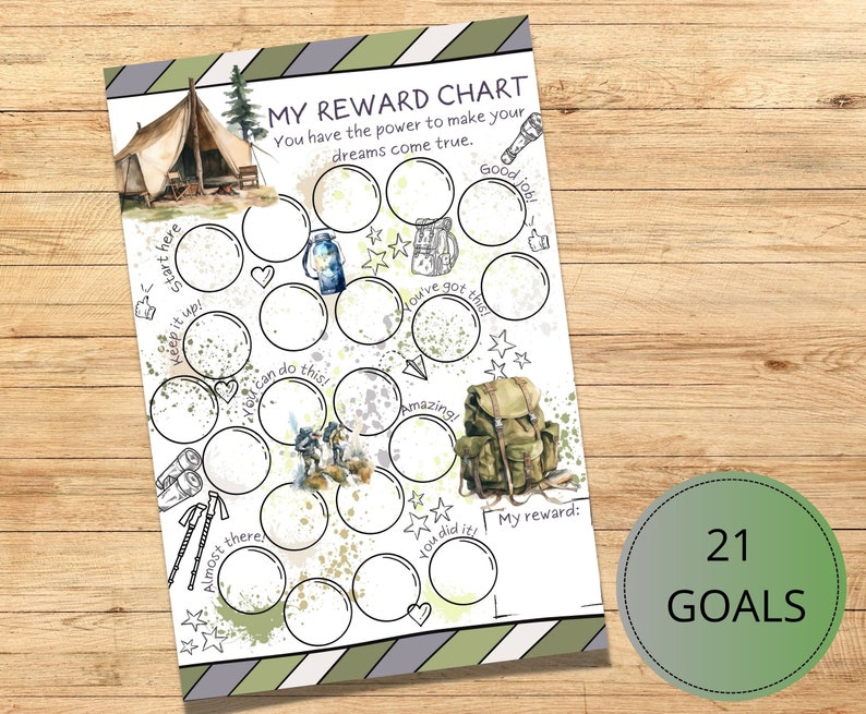 Printable Teen Hiking Forest Reward Chart, Kids Behavior Core Chart PDF ...