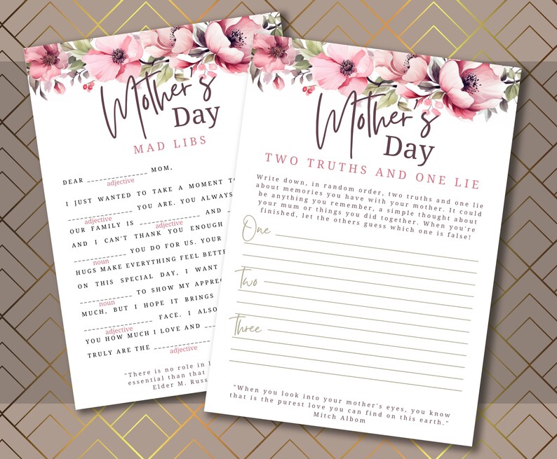 20pc Ultimate Floral Mother's Day Games Bundle Mothers - Etsy