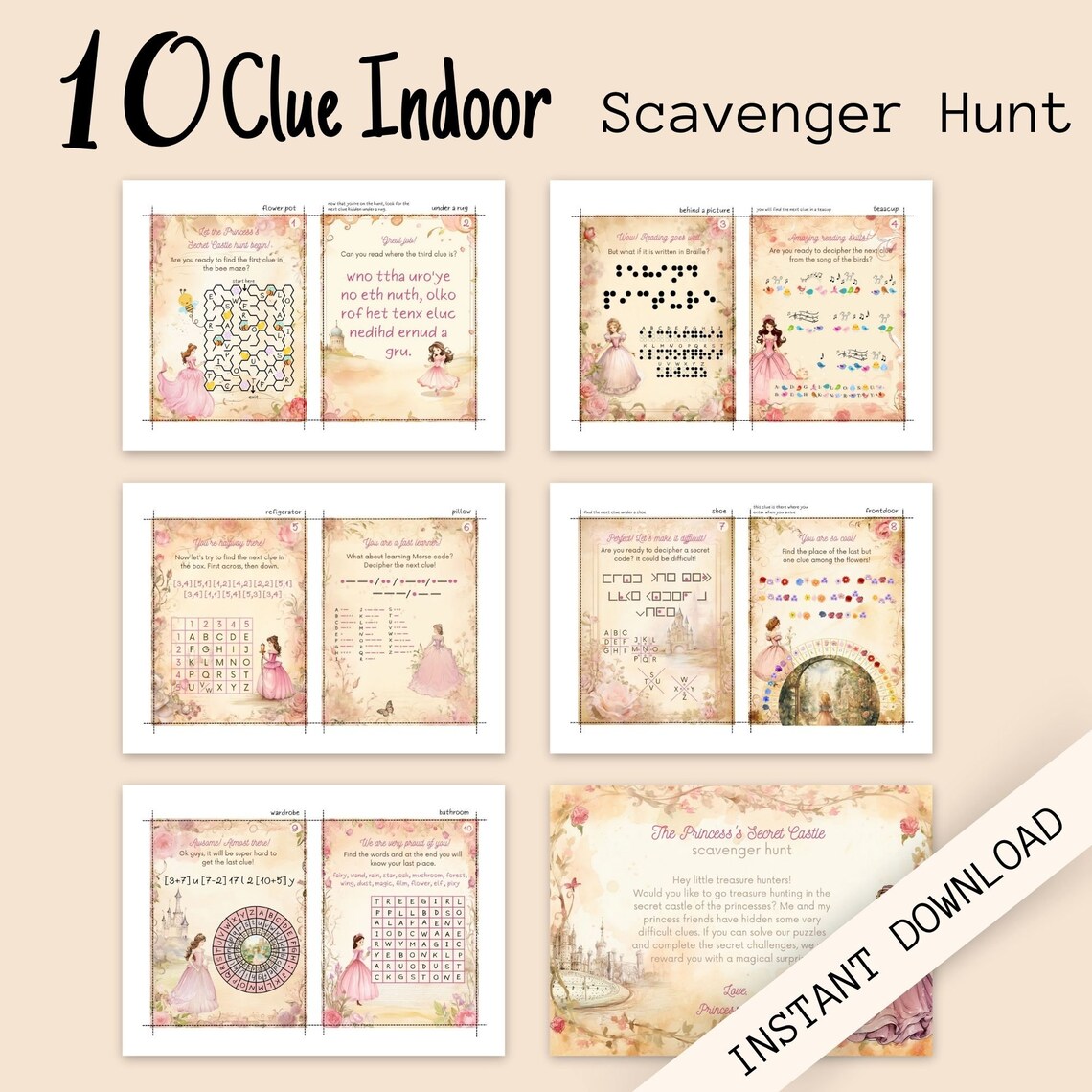 Indoor Printable Princess Secret Castle Scavenger Hunt, Instant ...