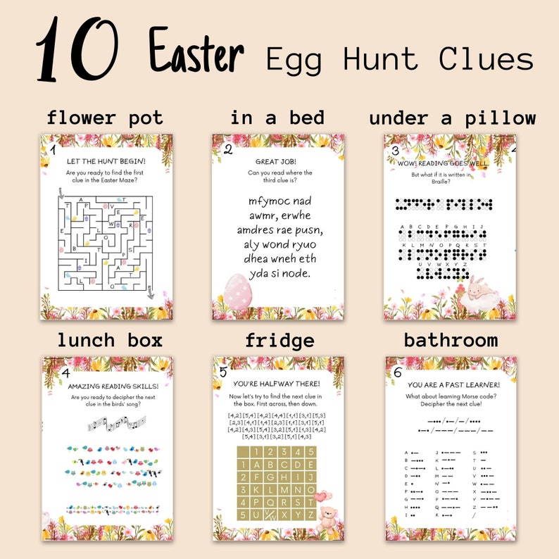 Printable Kids Indoor Easter Scavenger Hunt, Instant Download Children ...