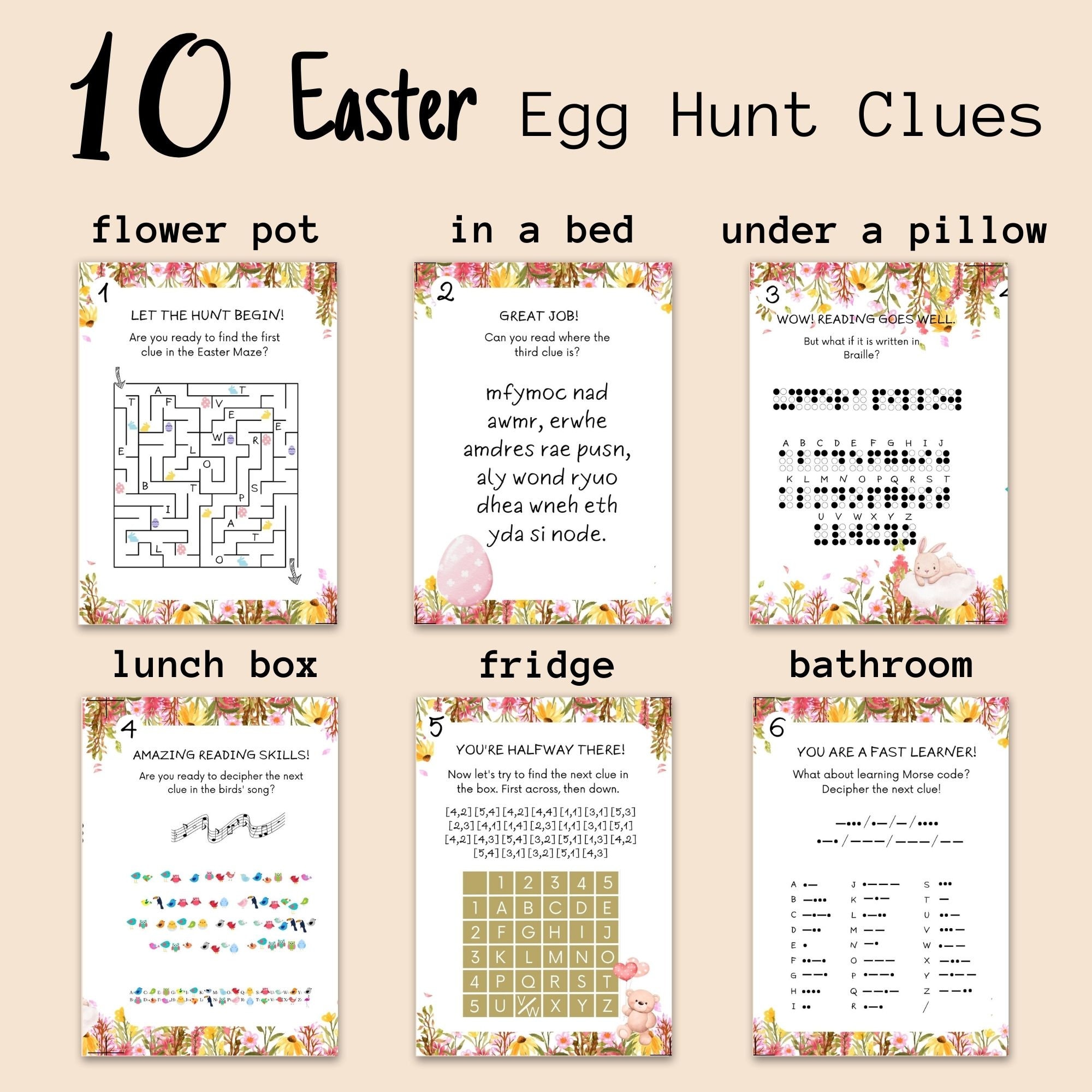 Printable Kids Indoor Easter Scavenger Hunt, Instant Download Children ...