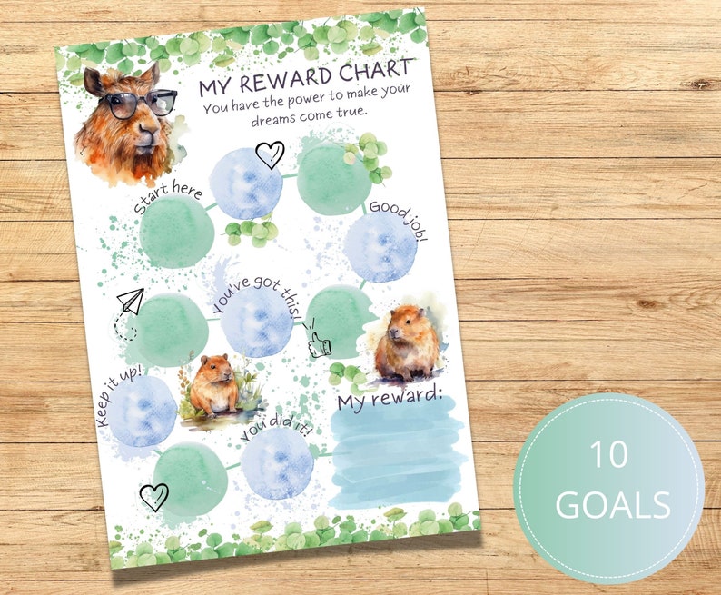 Printable Capibara Reward Chart, Kids Behavior Core Chart PDF Instant ...